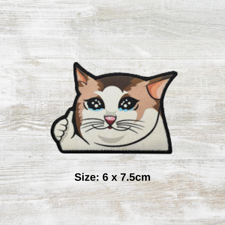 Cat Crying Thumbs Up Woven Velcro Patch – Meniacc