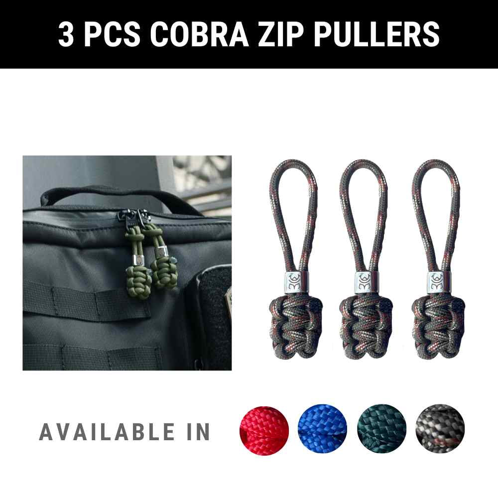3pcs Cobra Zip Pullers - Military/Blue/Red/Green/Custom Colour – Meniacc